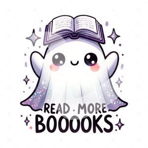 Read More Books PNG, Cute Spooky Ghost Clipart, Reading Smut PNG, Book ...