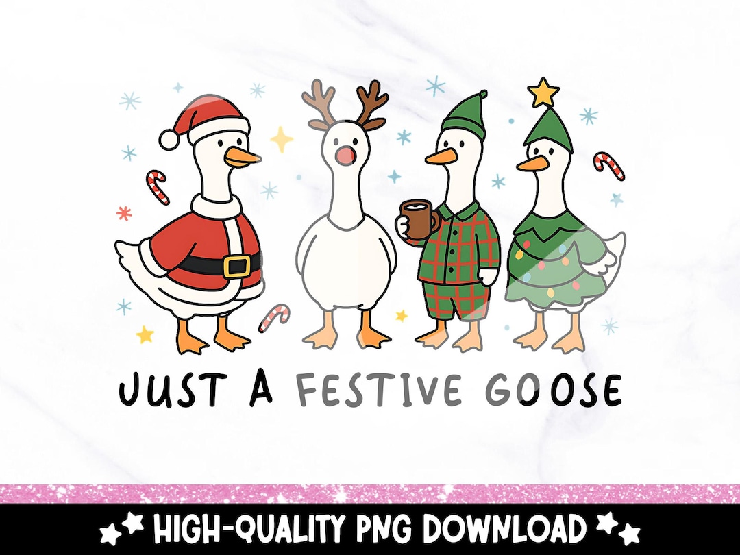 Christmas Goose PNG: Holiday Clipart, Silly Xmas Design (digital ...