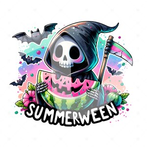 Summerween Clipart: Spooky Halloween Watermelon Design (PNG Digital ...