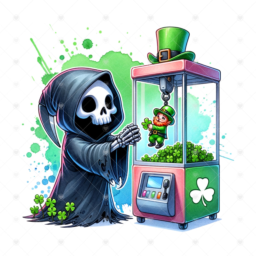 Funny St Patricks Day Clipart, Grim Reaper Png, Leprechaun Sublimation ...