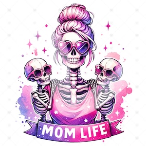 Mom Life PNG, Skeleton Mom Clipart, Mama Leopard Skull Png Sublimation ...