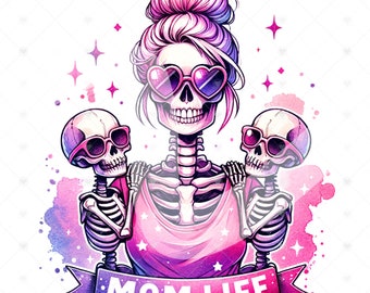 Mom Life PNG, Skeleton Mom Clipart, Mama Leopard Skull Png Sublimation ...