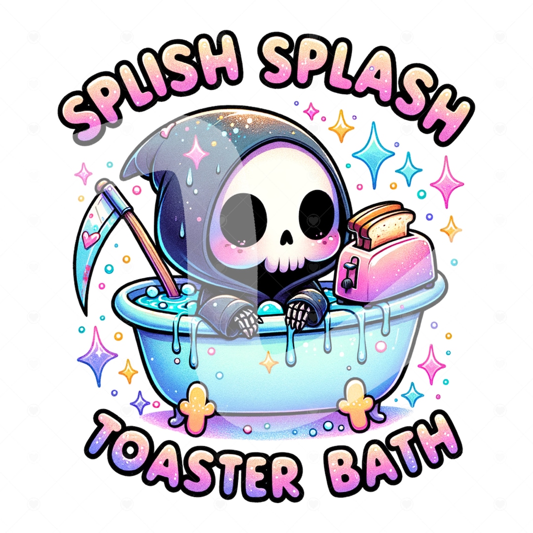Splish Splash Toaster Bath PNG, Grim Reaper Clipart, Snarky Skeleton ...