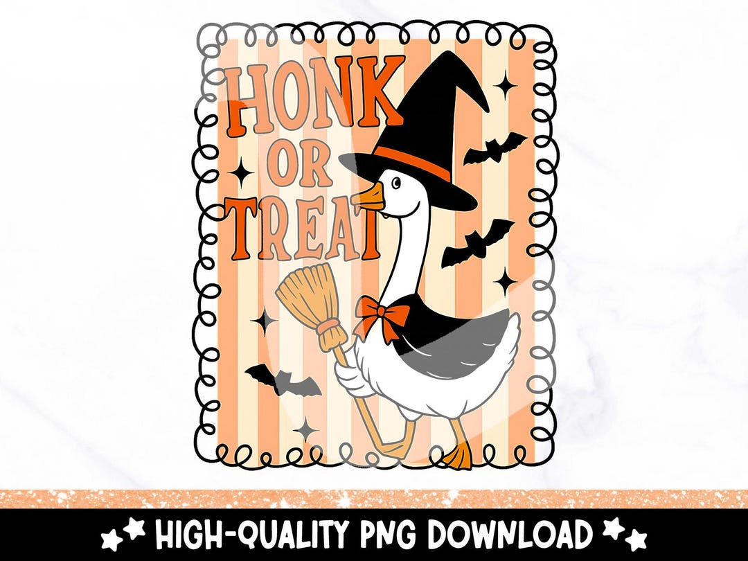 Funny Halloween Goose PNG: Honk or Treat Witch Clipart (digital ...