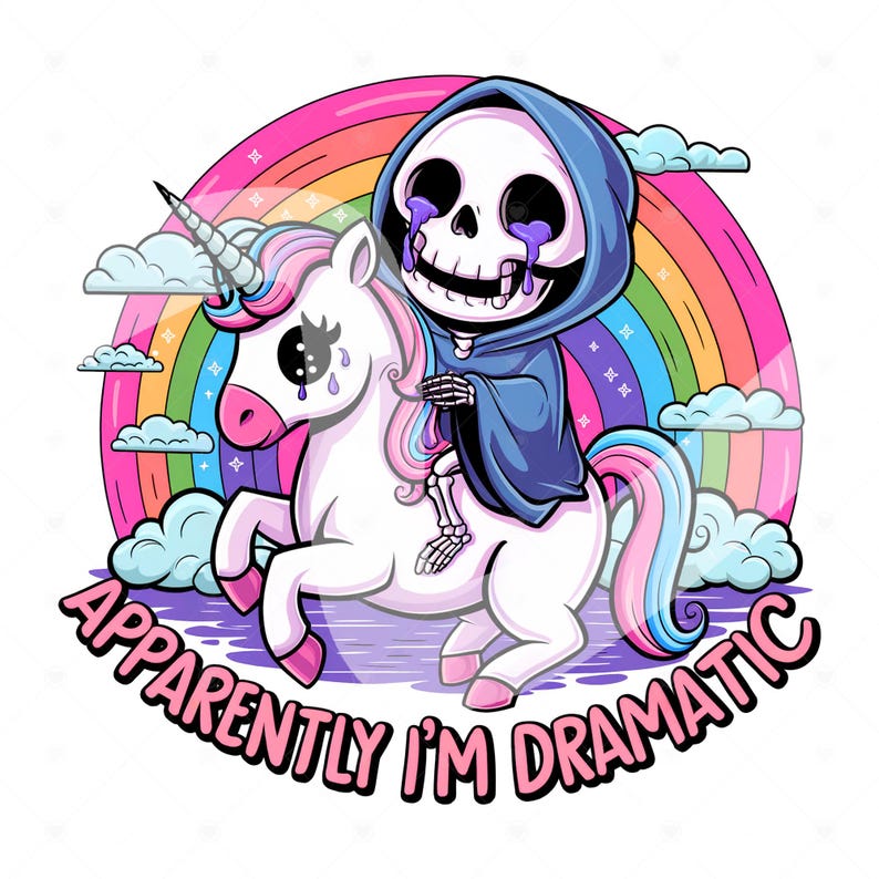 Apparently I'm Dramatic PNG: Snarky Skeleton Unicorn Clipart (digital ...