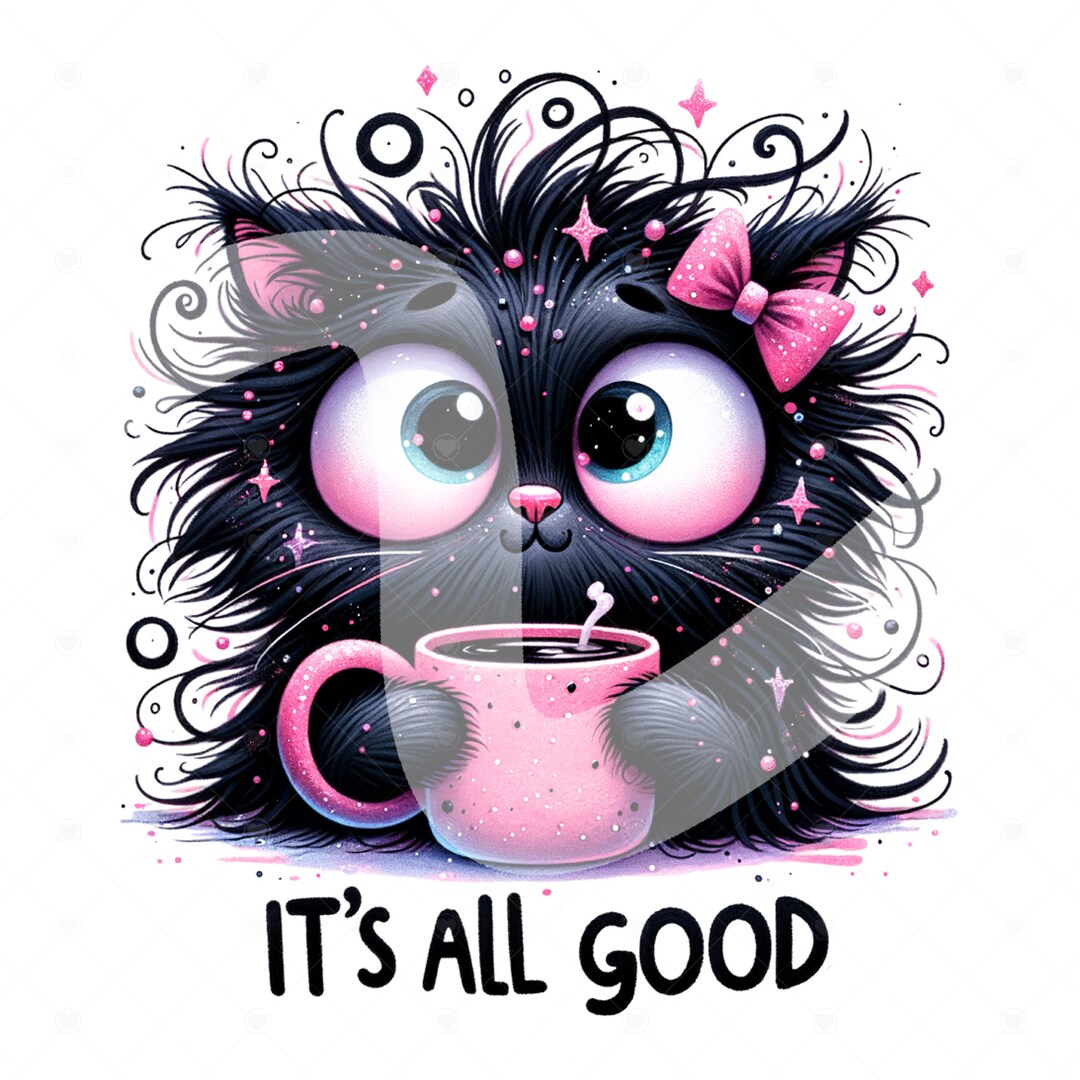It's All Good PNG, Im Fine Cat Clipart, Whimsical Quirky Cat ...