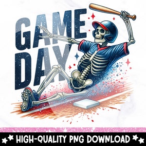 Game Day Baseball Clipart, Skeleton Baseball Sublimation Design, Spooky ...