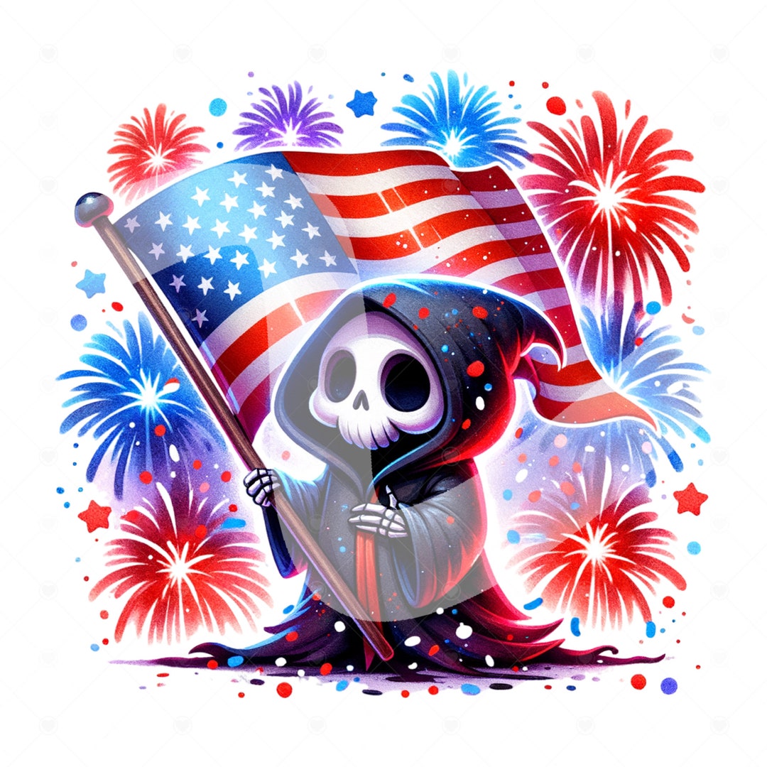 USA Grim Reaper PNG, Patriotic Grim Reaper Clipart, Spooky July 4th ...