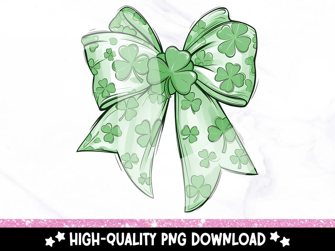 Shamrock Bow PNG: Coquette St Patrick's Day Clipart (digital Download ...