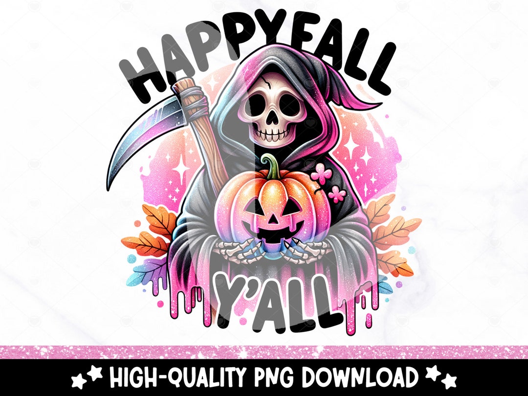 Pastel Halloween Clipart: Grim Reaper Skeleton PNG (digital Download ...