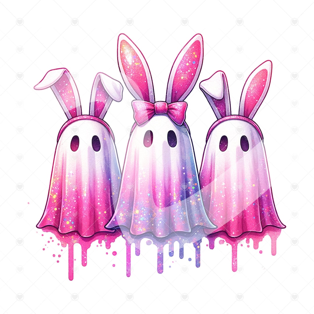 Spooky Easter Clipart, Ghost Easter Bunny PNG, Cute Ghosts Sublimation ...