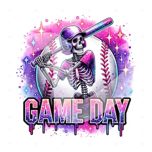 Game Day Softball Clipart, Skeleton Softball Sublimation Design, Spooky ...
