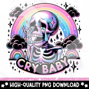 Cry Baby PNG, Crying Skeleton Clipart, Sad Snarky Skellie Sublimation ...