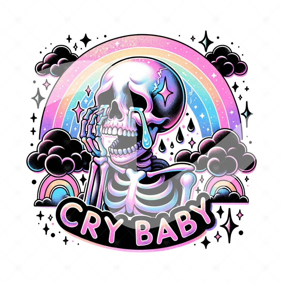 Cry Baby PNG, Crying Skeleton Clipart, Sad Snarky Skellie Sublimation ...