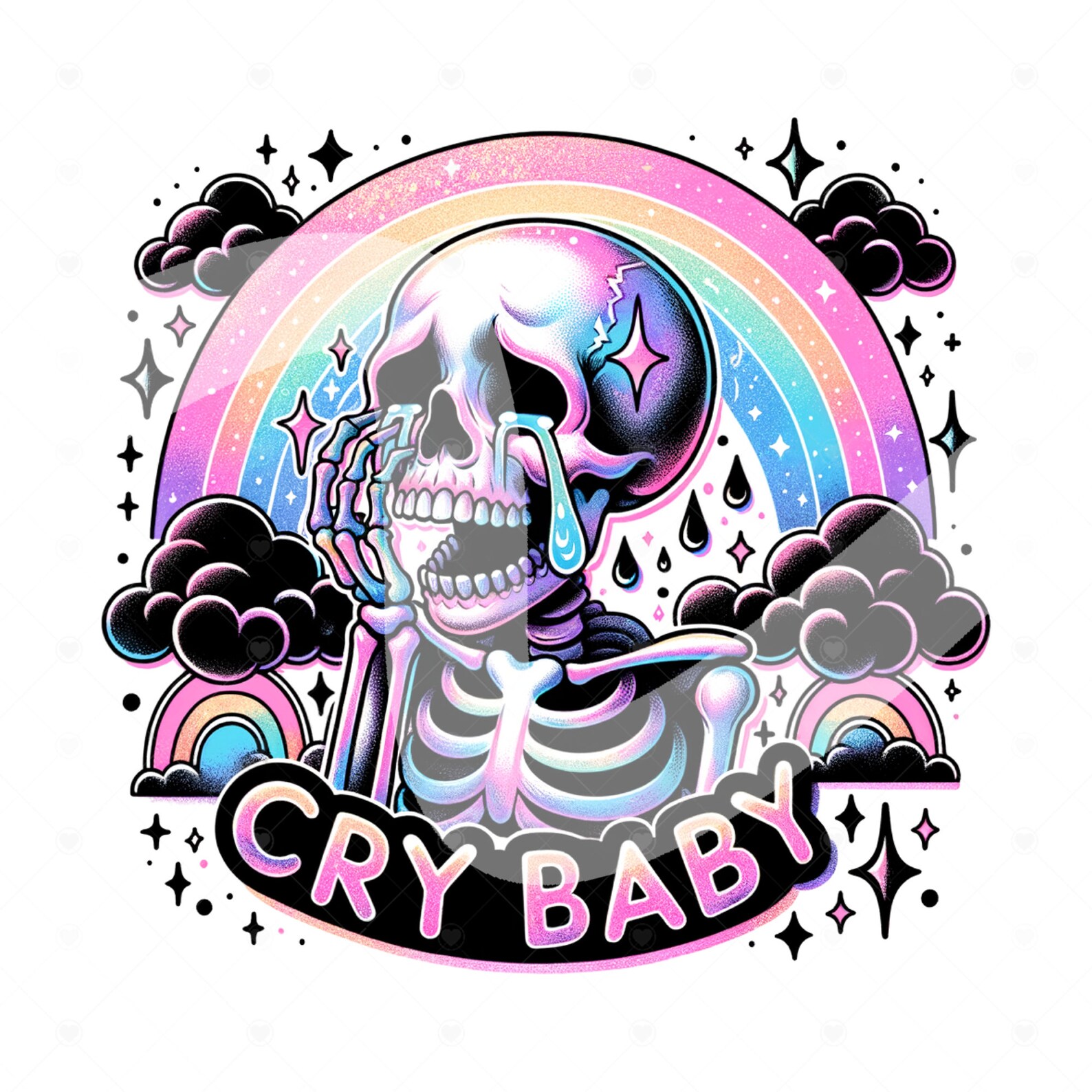Cry Baby PNG, Crying Skeleton Clipart, Sad Snarky Skellie Sublimation ...
