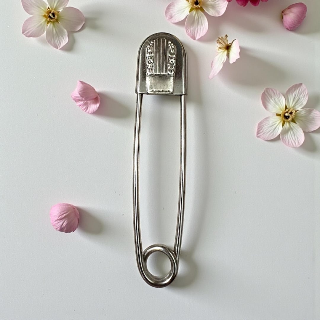 Jumbo Safety Pin Keychain: Antique Silver Precious Spoon End - Etsy