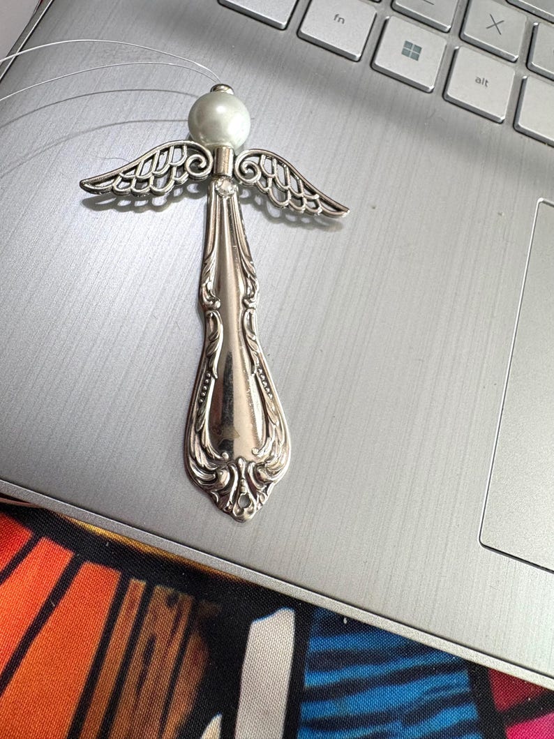 Spoon Angel Ornament: Vintage Silverware, Pearl Halo (3 Inch) - Etsy