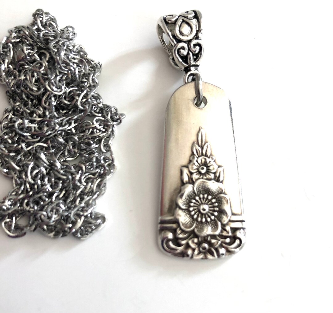 Vintage Silverware Spoon Pendant Necklace: Upcycled Floral Pendant ...