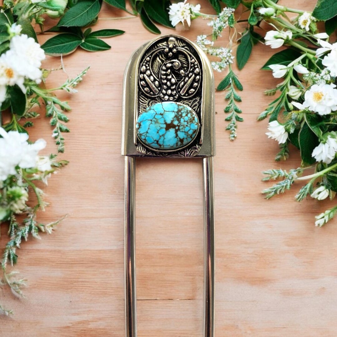 Jumbo Safety Pin Keychain With Turquoise, Scarf Pin, Hat Pin, Key ...