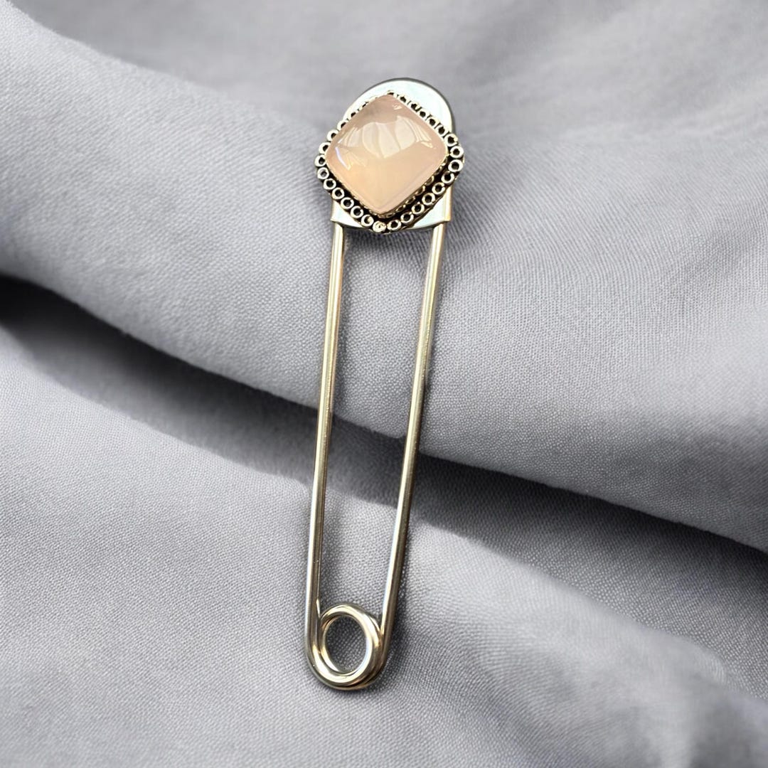 Jumbo Safety Pin Keychain With Rose Quartz Scarf Pin, Hat Pin, Key ...