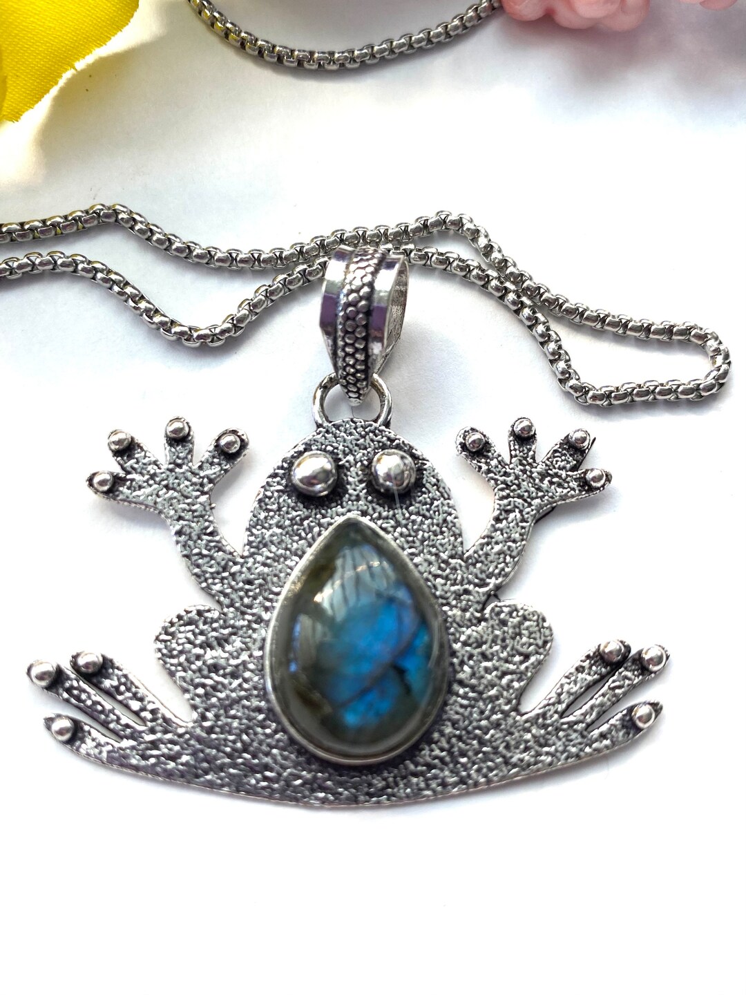 Frog Necklace, Frog Pendant, Gift for Frog Lover, Labradorite Necklace ...