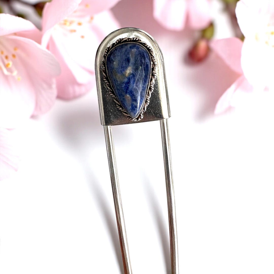 Jumbo Stainless Safety Pin Keychain, Sodalite Stone Embellished - Etsy