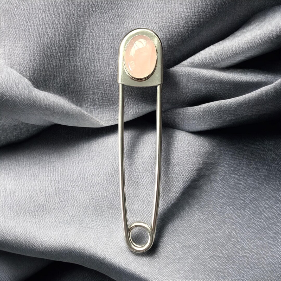 Jumbo Safety Pin Keychain With Rose Quartz Scarf Pin, Hat Pin, Key ...