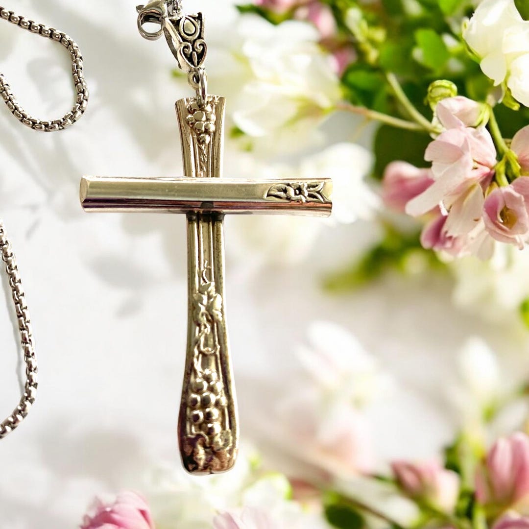 Silverware Cross, Silver Cross, First Communion Gift, Religious Gift ...