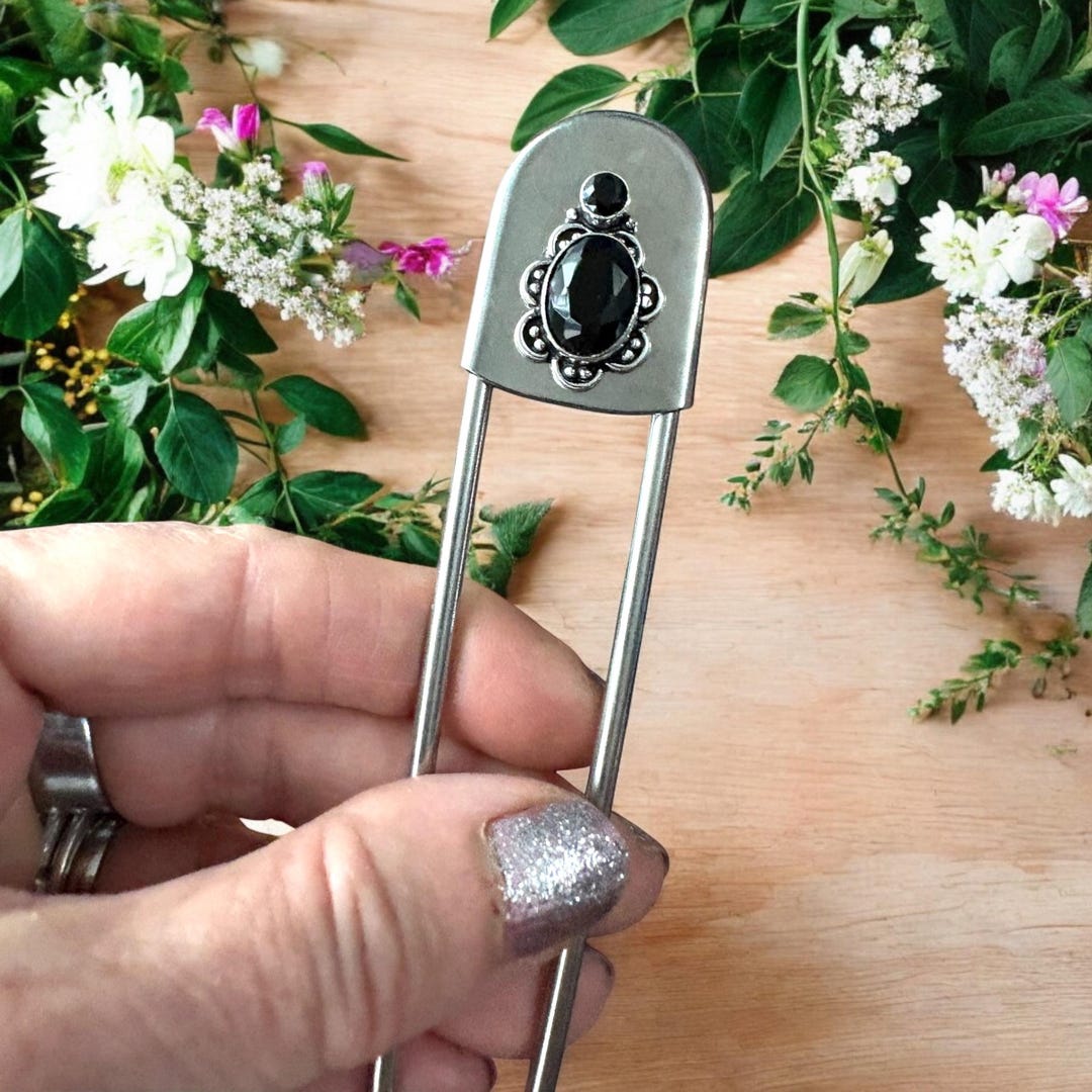 Black Onyx Jumbo Safety Kilt Scarf Pin - Etsy
