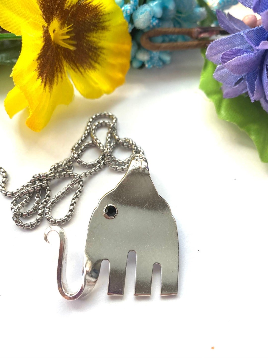 Elephant Fork Necklace, Elephant Fork Jewelry, Elephant Necklace ...