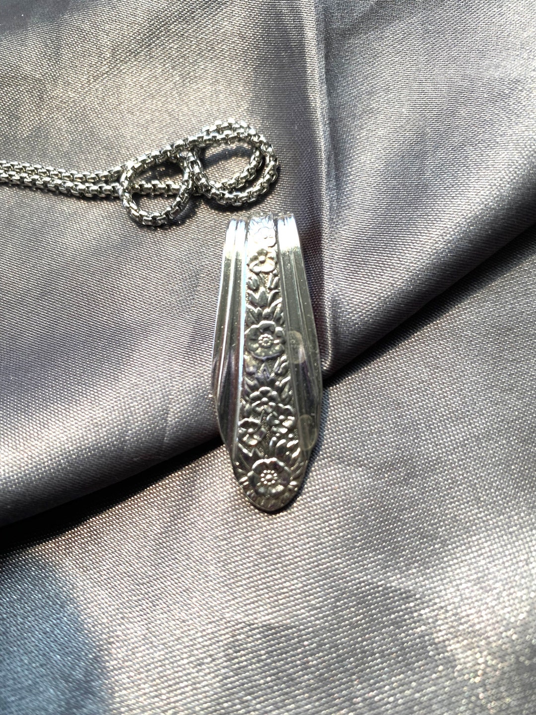 Vintage Spoon Pendant Necklace: Modern Rose Floral Design - Etsy