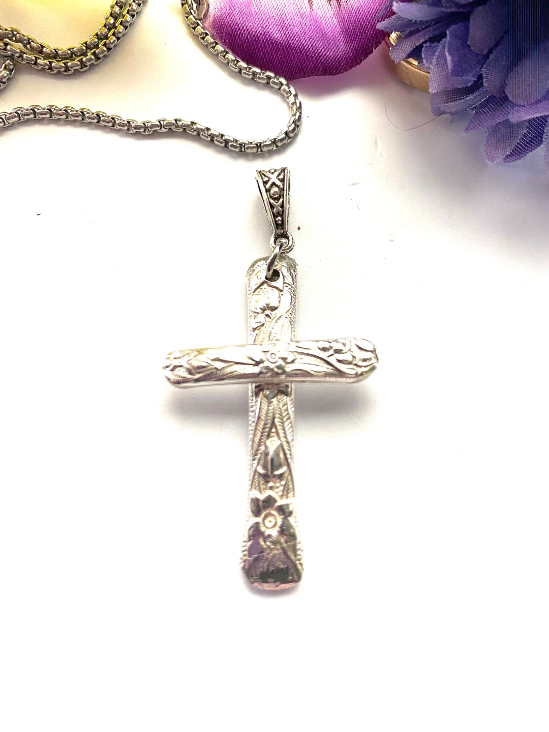 Silverware Cross, Silver Cross, First Communion Gift, Religious Gift ...