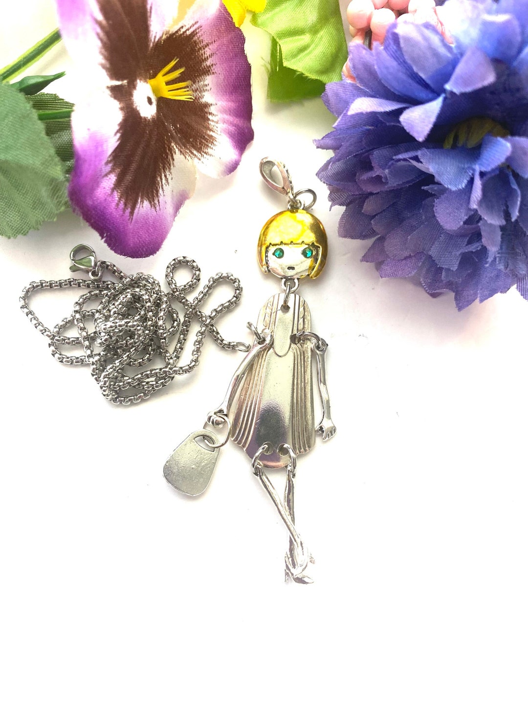 Spoon Lady Pendant, Lady Pendant, Silverware Doll, Unique Silverware ...