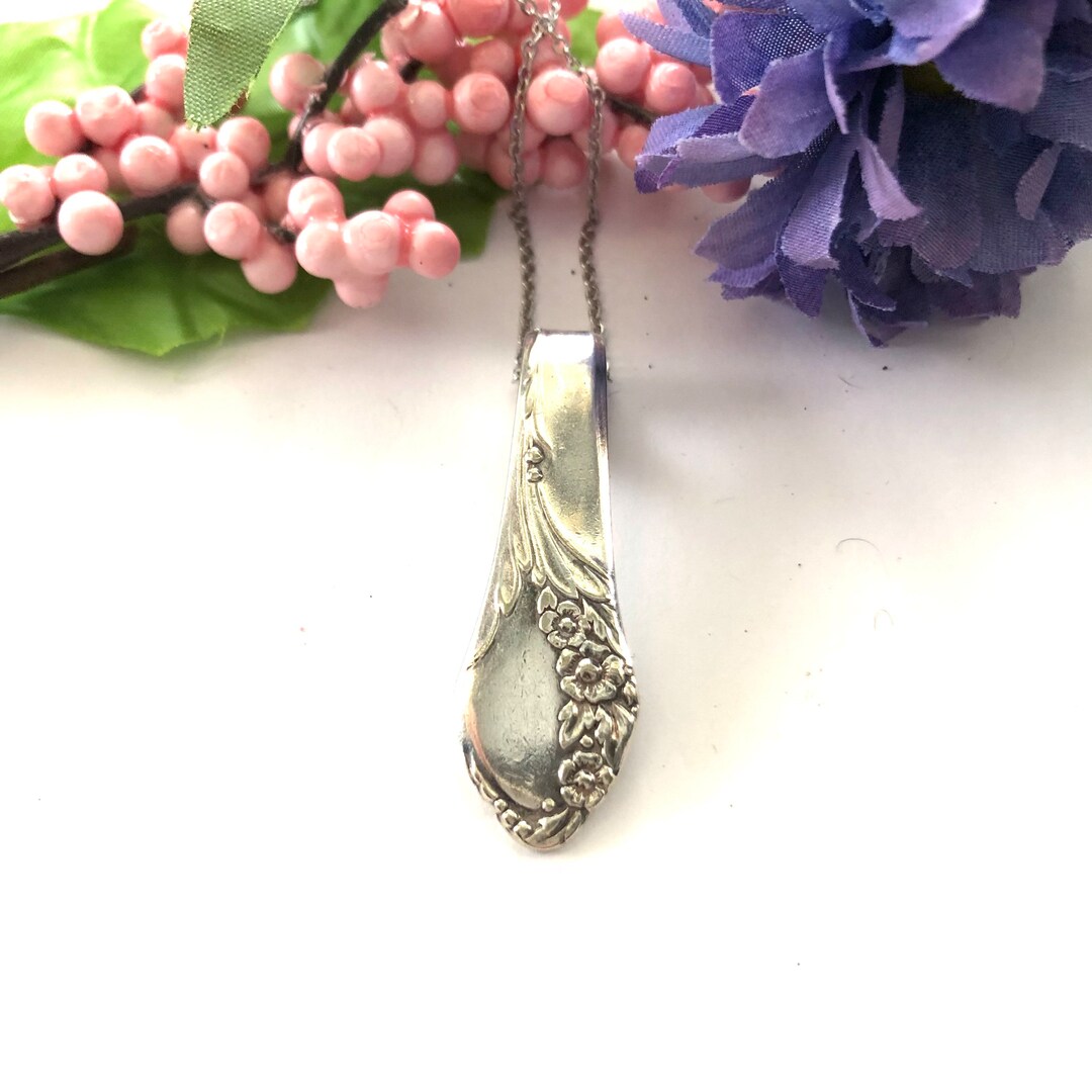 Vintage Silverware Spoon Pendant Necklace: Upcycled Floral Design - Etsy