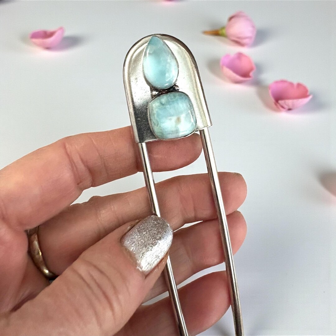 Larimar Safety Pin Keychain: Jumbo Stainless Steel Scarf/hat Pin - Etsy
