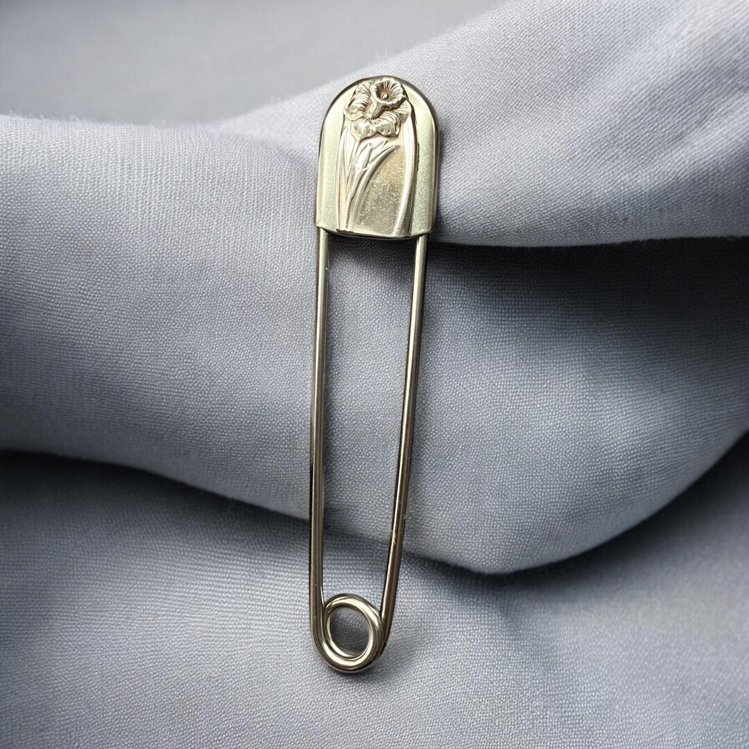 Jumbo Safety Pin Keychain With Antique Silver Plated Spoon End, Scarf ...