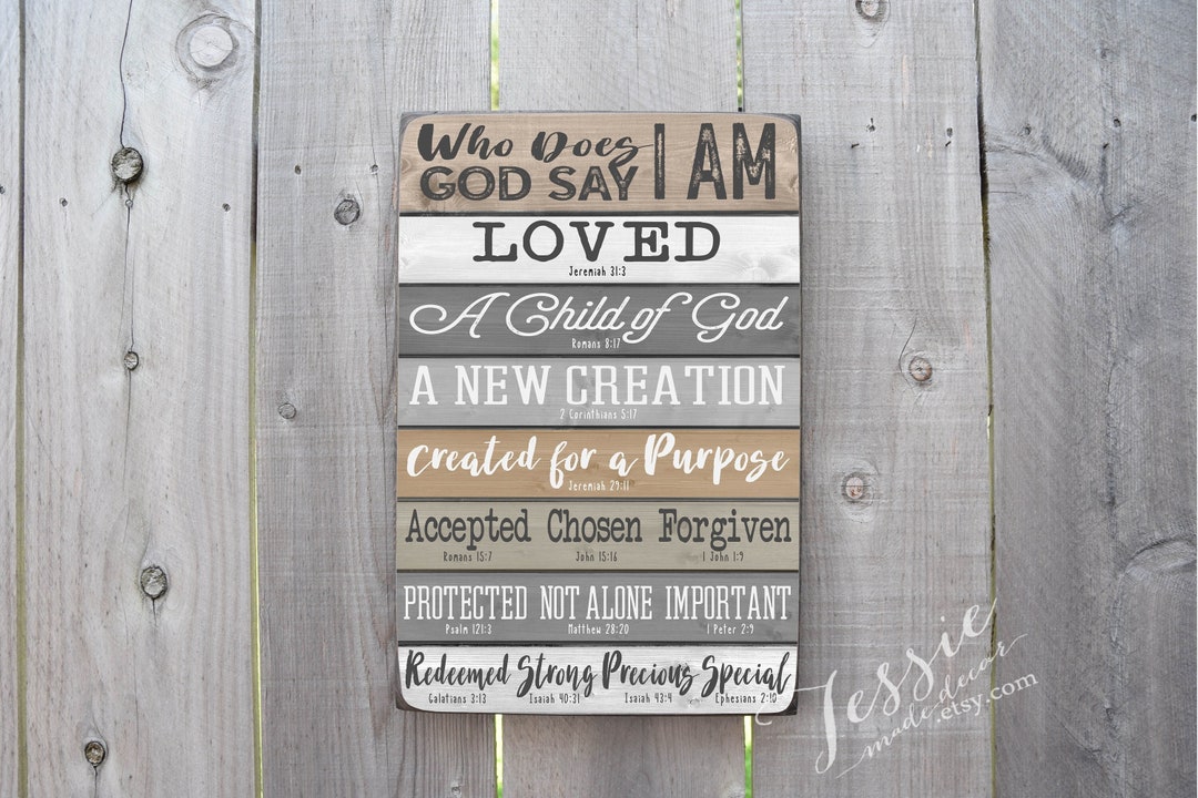 Scripture Sign - Who Does God Say I Am - Christian Decor - Baptism Gift ...