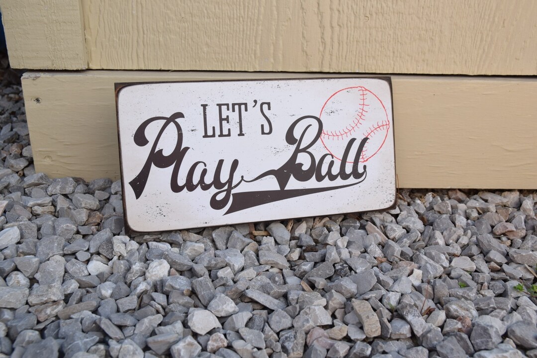 Let's Play Ball Sports Sign - Baseball Sign - Football Sign - Wood Sign ...