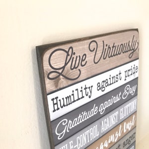 Seven Virtues Wood Sign - 7 Virtues - Catholic Decor - Catechism ...