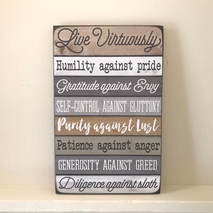Seven Virtues Wood Sign – Catholic Home Decor - Etsy