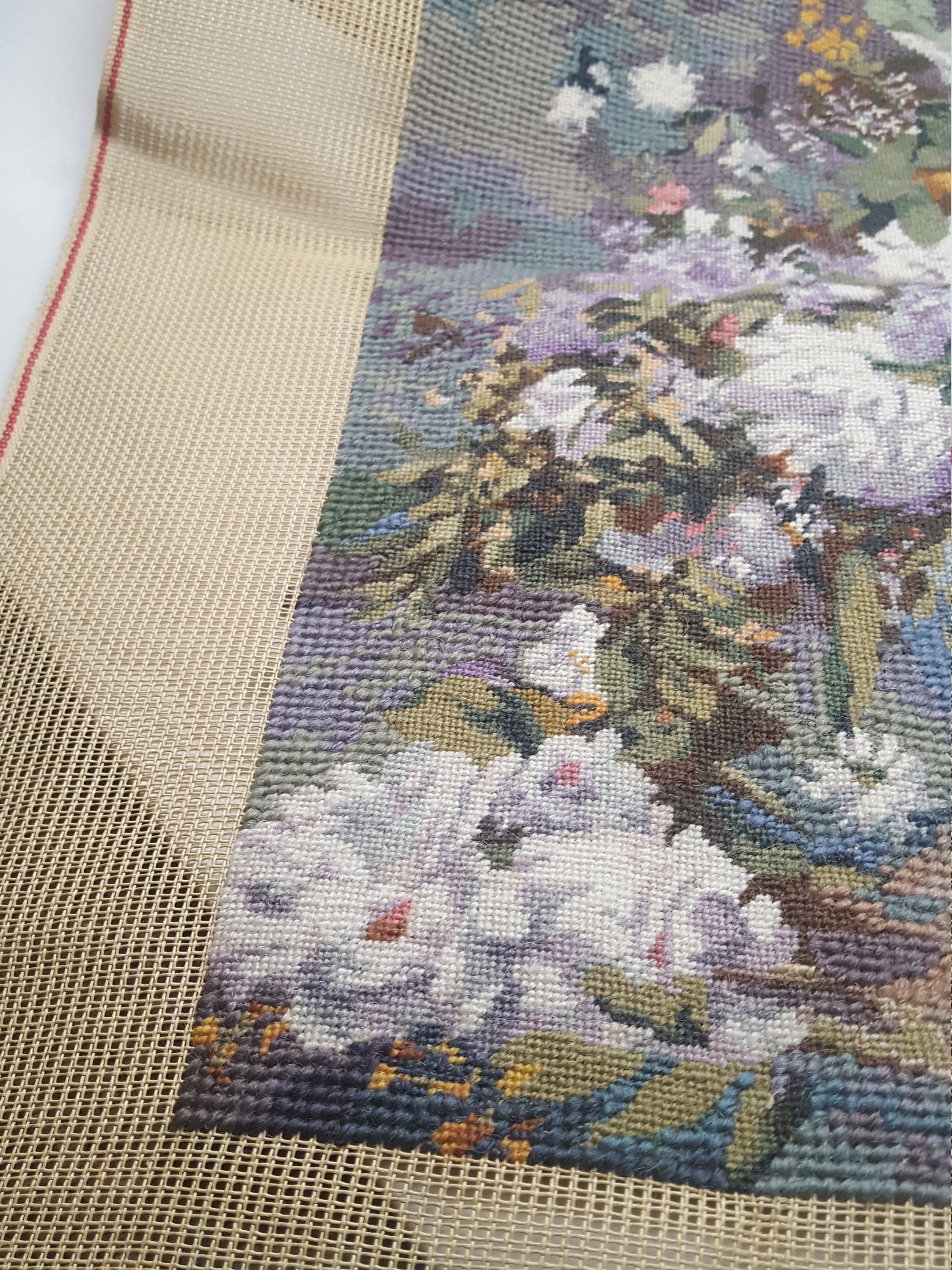 Needlepoint and Petit Point Panel Canvas Floral Completed - Etsy
