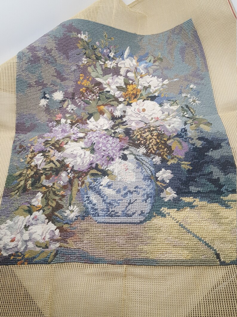 Needlepoint and Petit Point Panel Canvas Floral Completed - Etsy