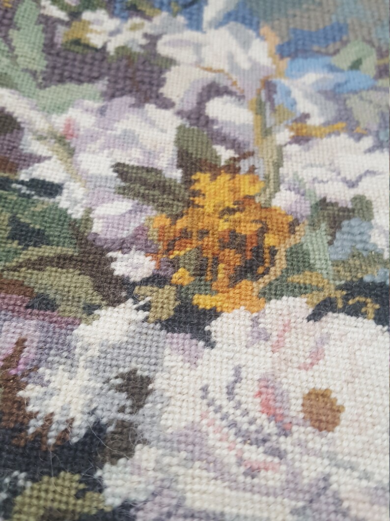 Needlepoint and Petit Point Panel Canvas Floral Completed - Etsy