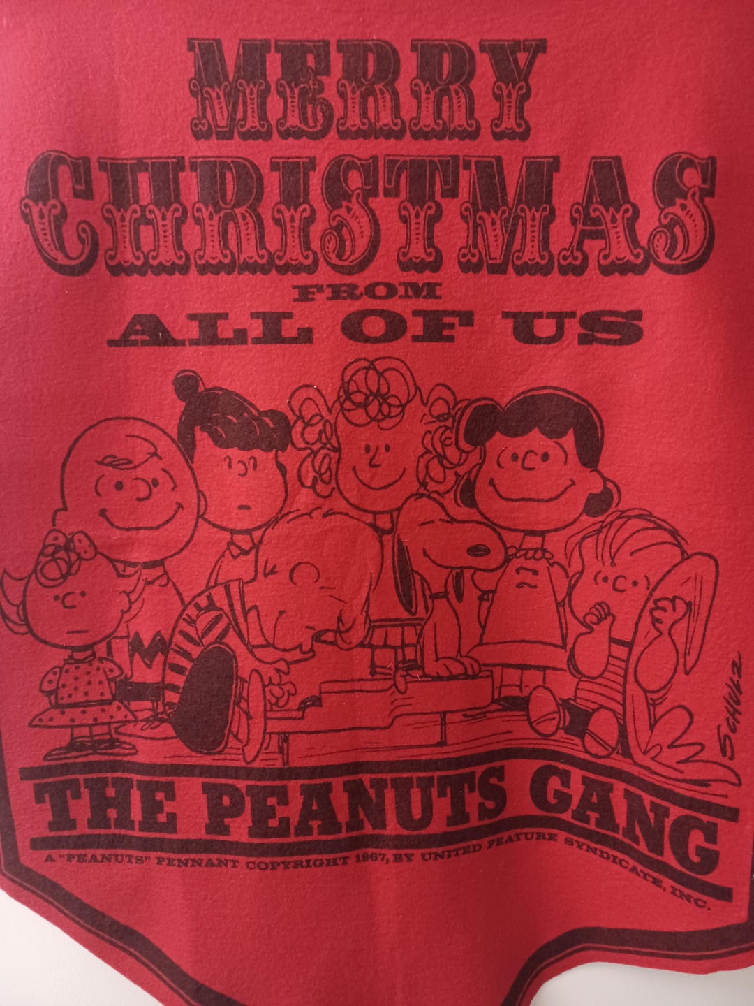 Peanuts Christmas Pennant 1967 United Feature Syndicate - Etsy