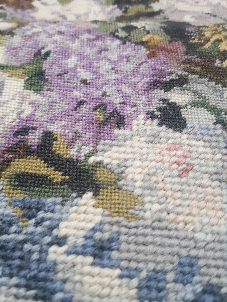Needlepoint and Petit Point Panel Canvas Floral Completed - Etsy