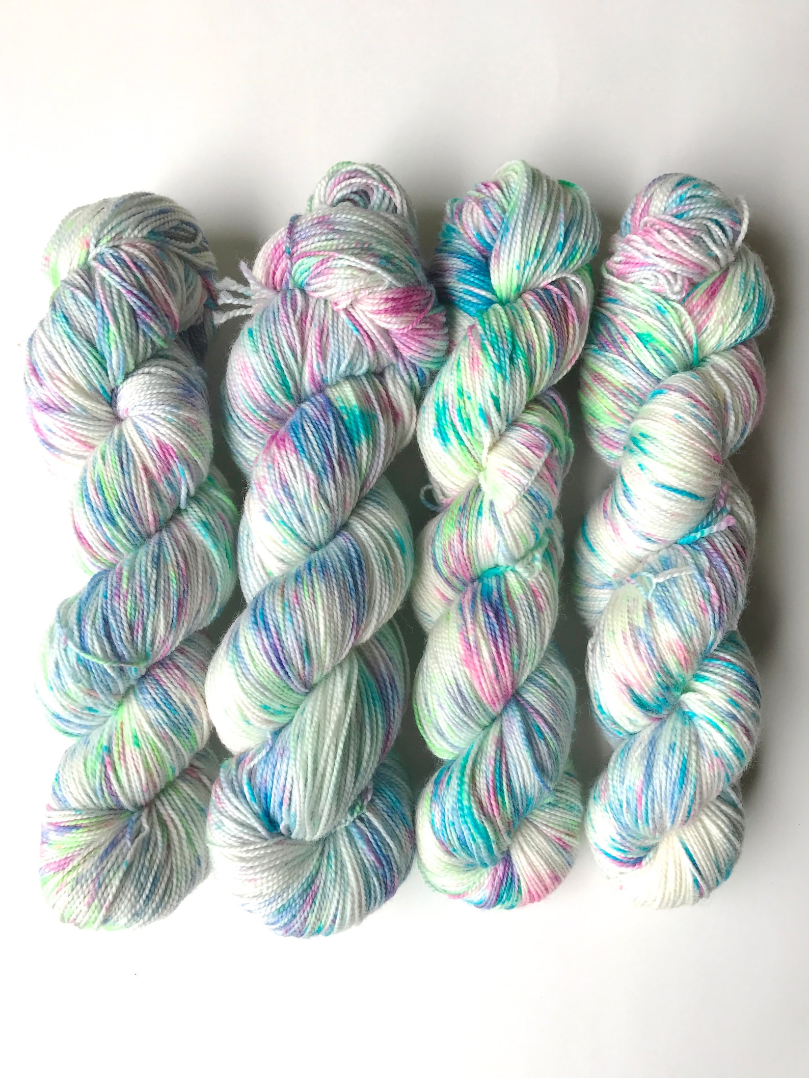 Hand Dyed Yarn. Blue.green.pink. Variegated. Sock Weight. Merino. Gigi ...