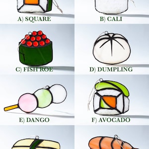 Sushi Stained Glass Ornaments - Window, Tree, Wall Hanging - Bento Box ...