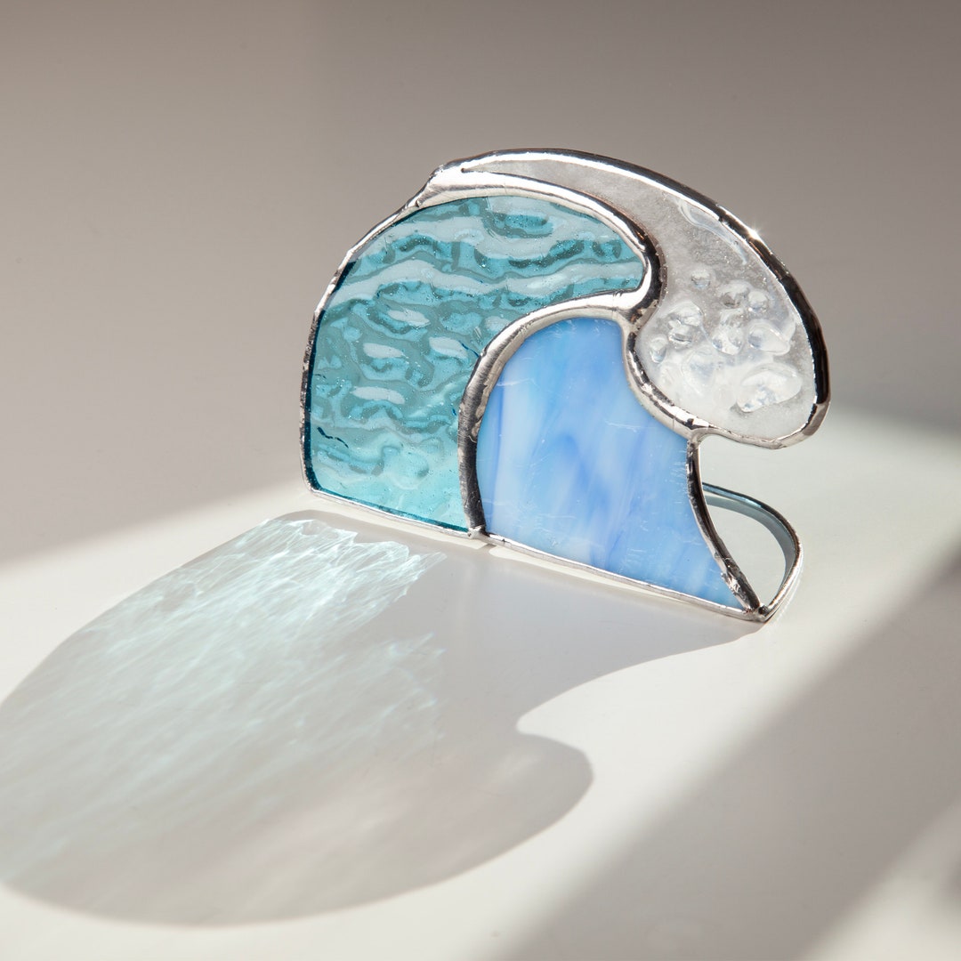 Wave Table Top Suncatcher Stained Glass - Etsy