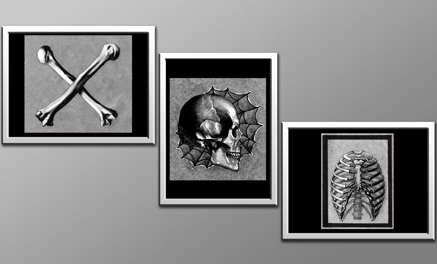 Black and White Bones, Series Traditional American Tattoo Style Skull ...