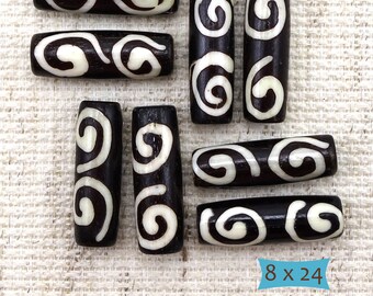 Black bone beads | Etsy